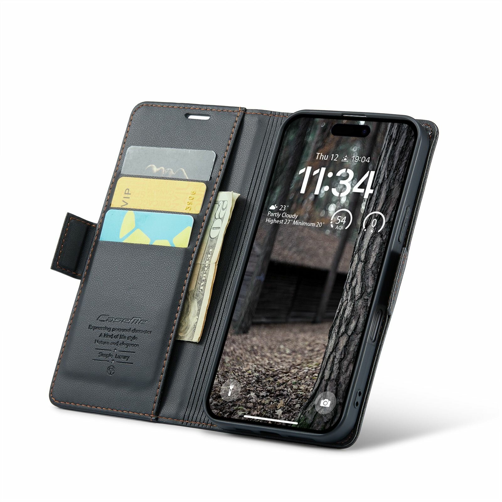 Чехол-книжка CaseMe Smooth iPhone 16 Pro черный