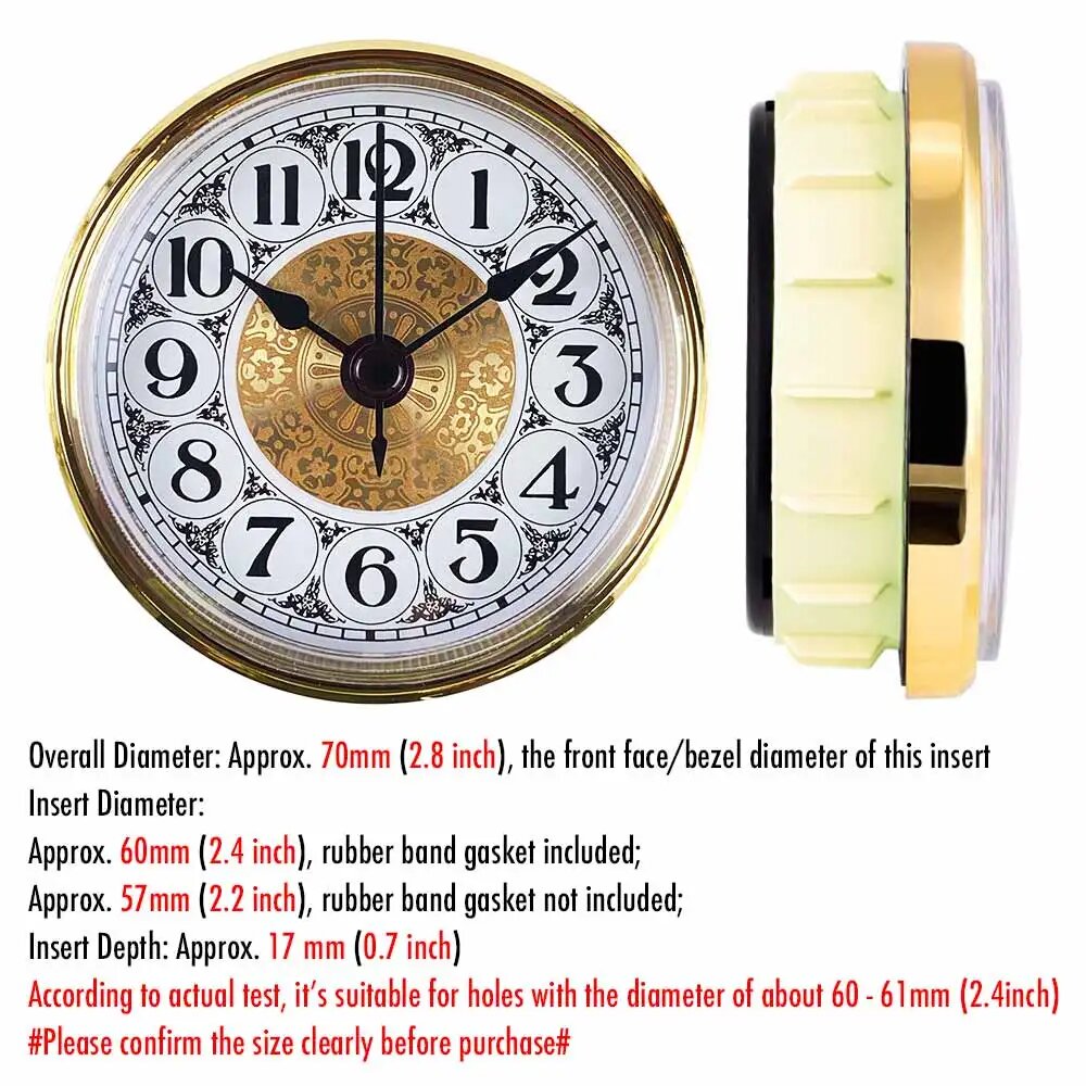 MCDFL Настольные часы-вставки пластик 70 мм, Clock Insert A156