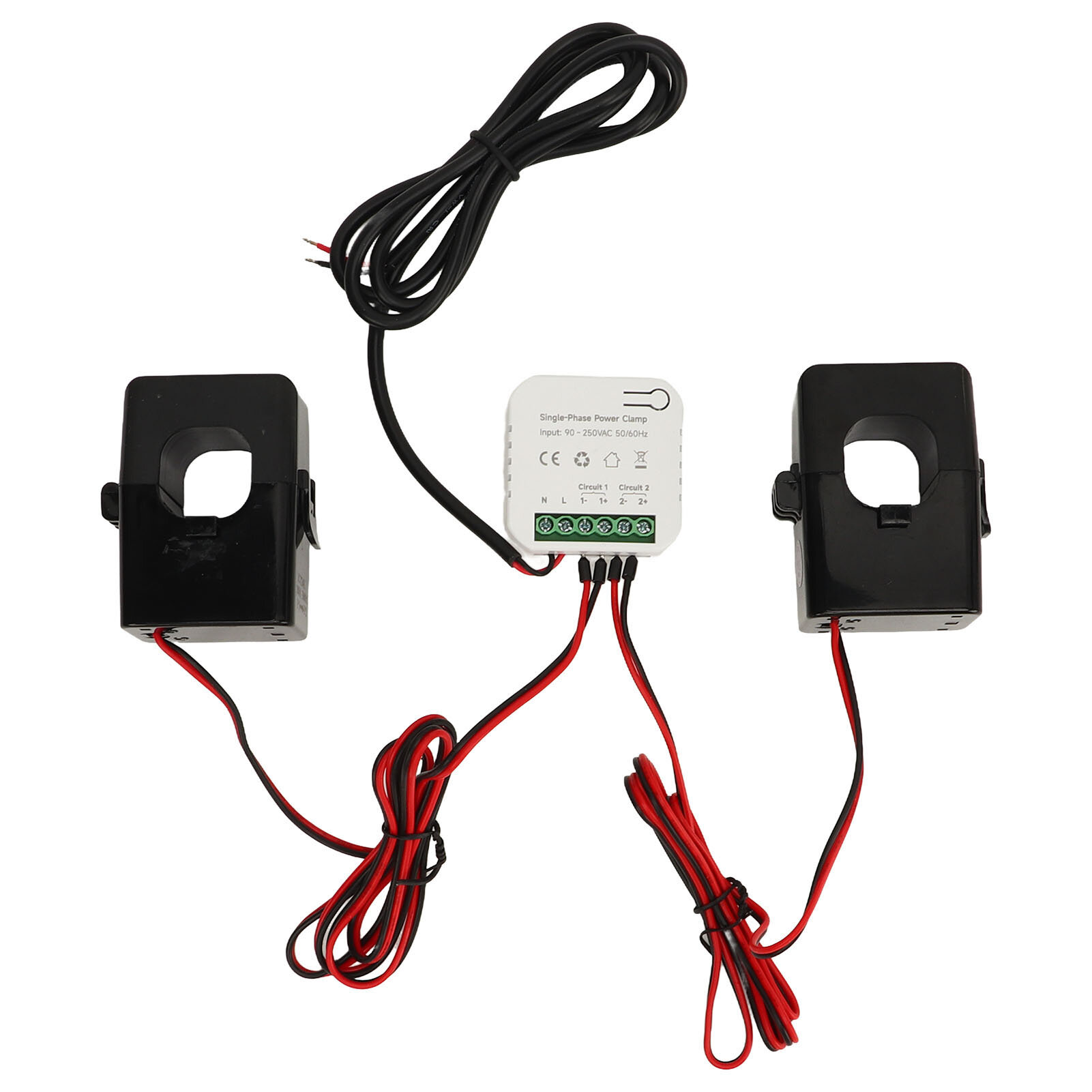 Wi-Fi Smart Energy Monitor, однофазный счетчик электроэнергии с клещами и трансформатором тока 2 200ACT, 90–250 В переменного тока