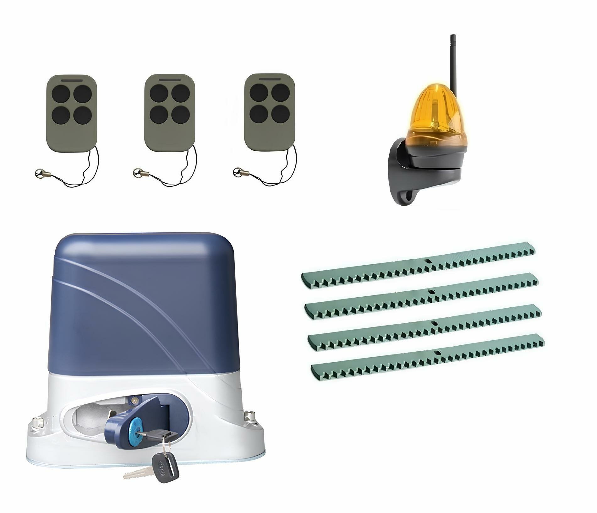 Автоматика для откатных ворот KSL-1300 KIT-LK4-Т3, комплект: привод, 3 пульта, лампа, 4 рейки
