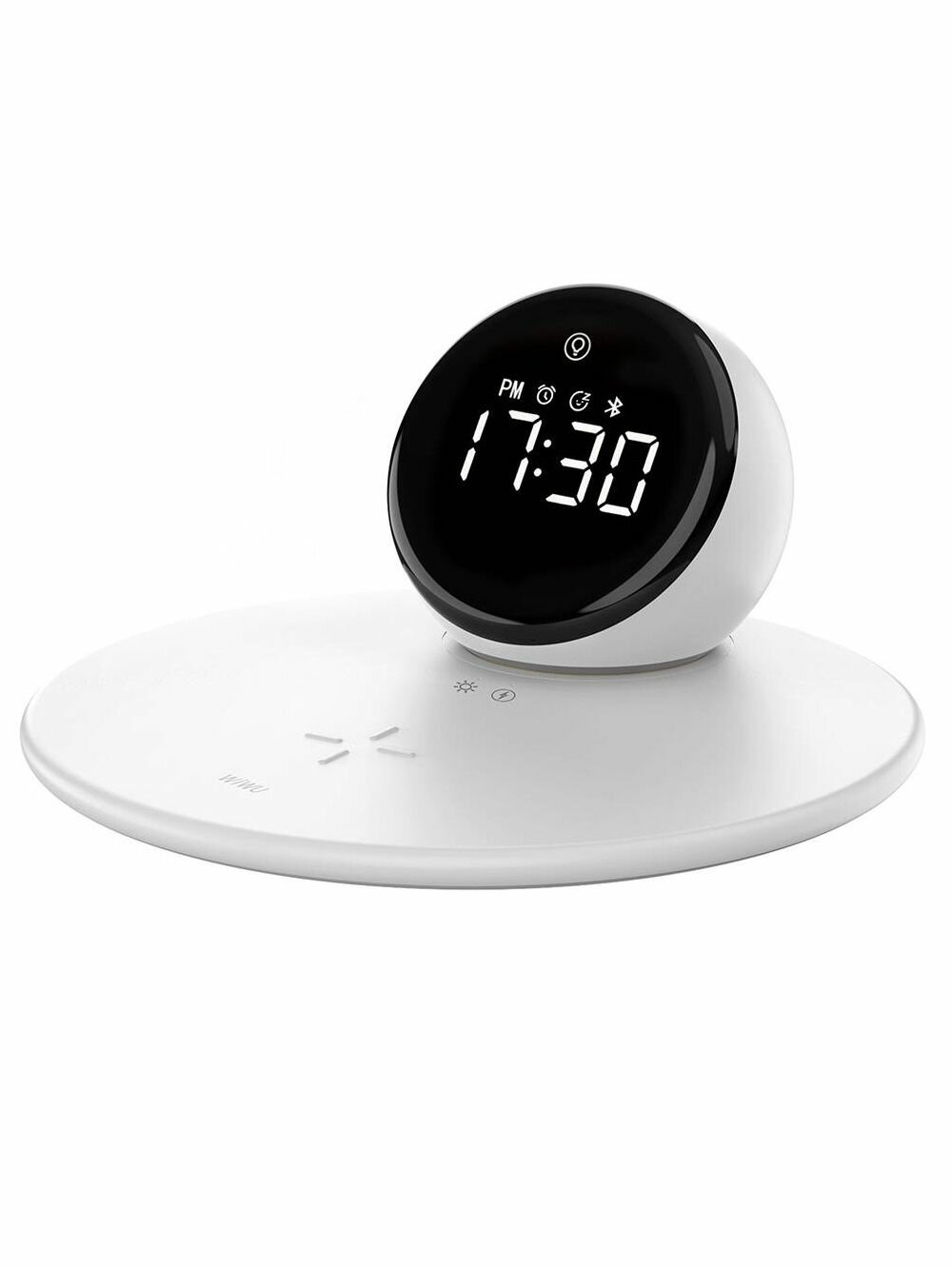 Беспроводная зарядка с ночным светильником Wiwu Wi-W017 15W Bluetooth Speaker 5W с цифровыми часами и двойным сигналом