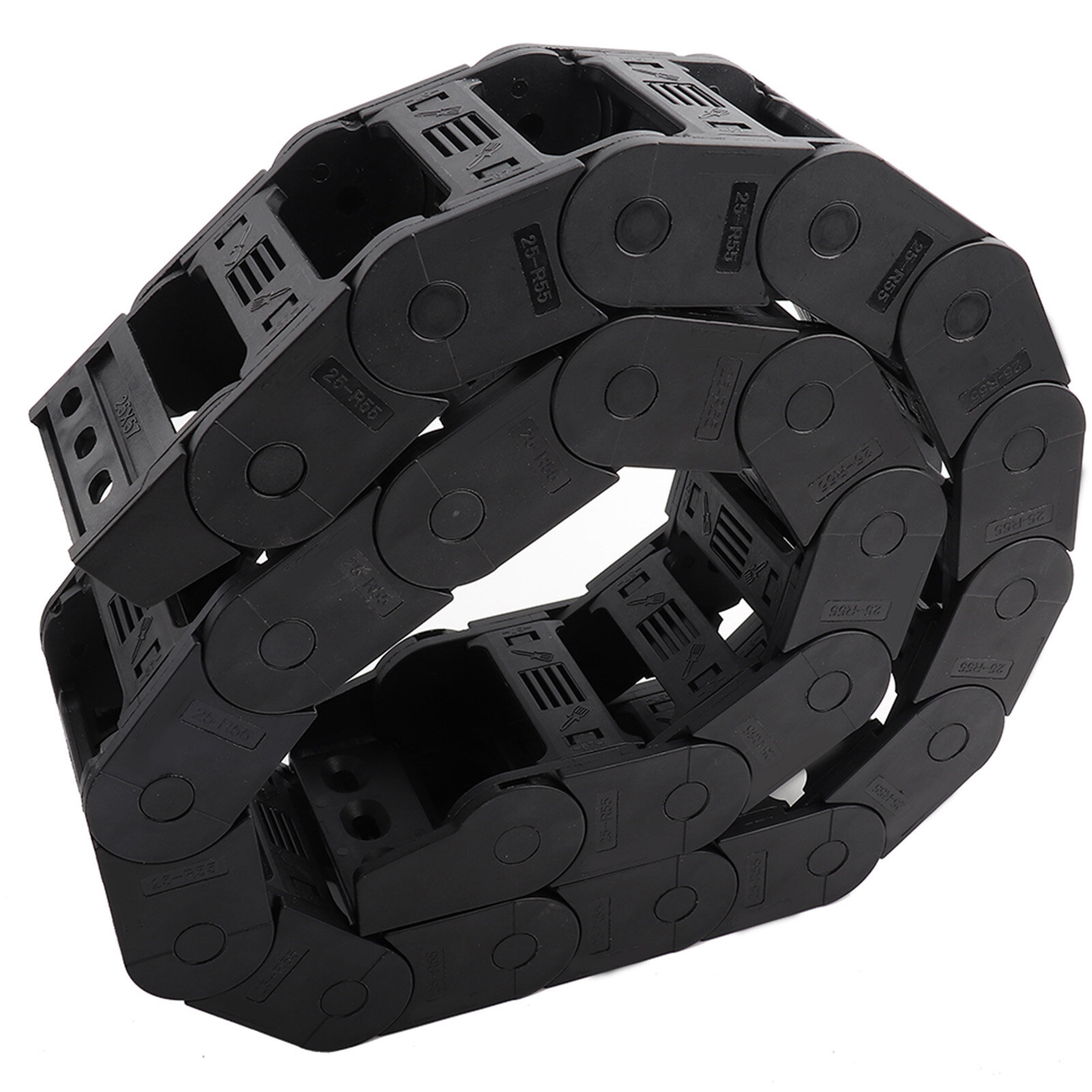 Нейлоновая кабельная цепь длиной 100 см, 25x57 мм, открытая с обеих сторон, для защиты и организации кабеля гравировального станка.