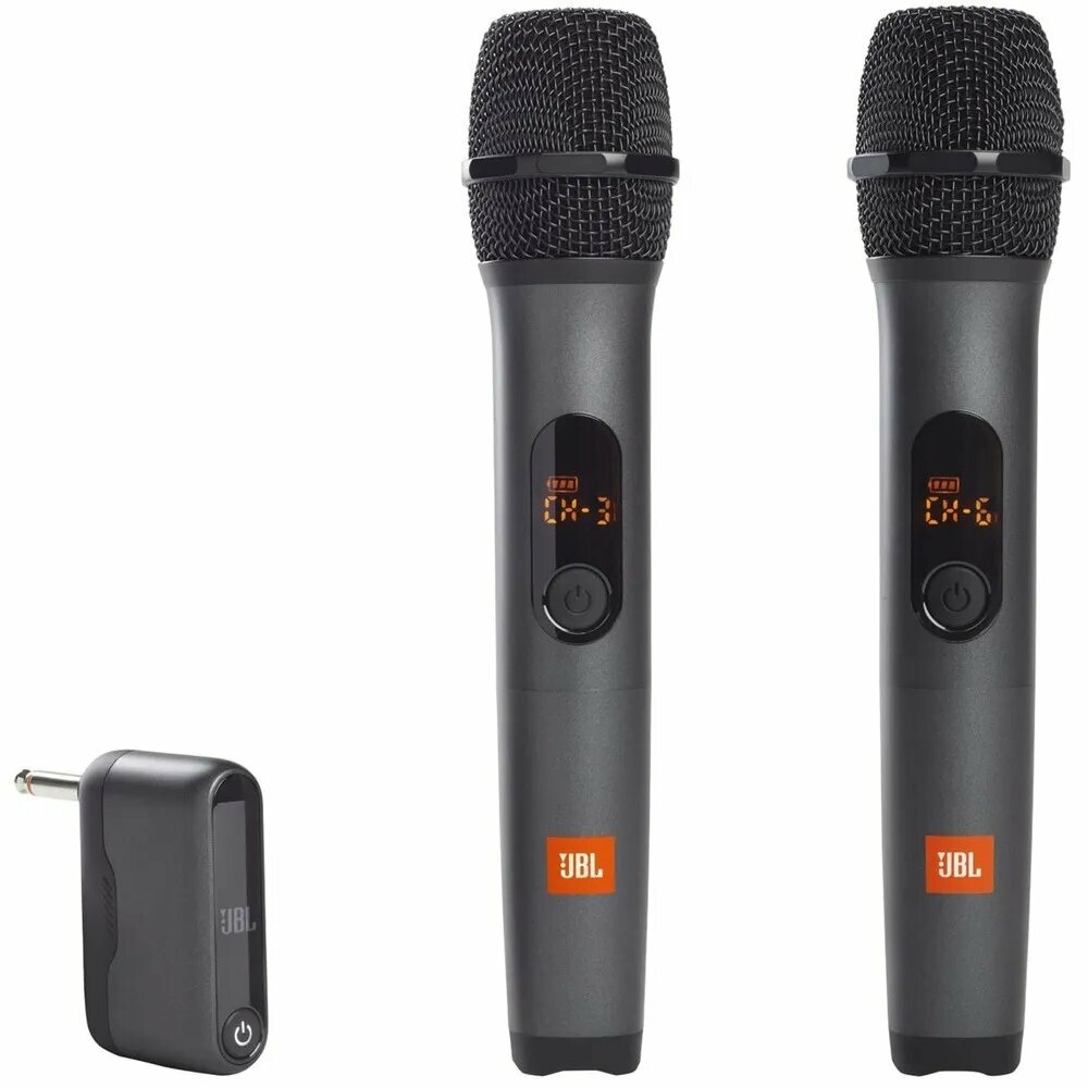 JBL Микрофон для живого вокала Комплект беспроводных микрофонов JBL (2 шт) для караоке и живого вокала, черный JBL Wireless Microphone Set, черный