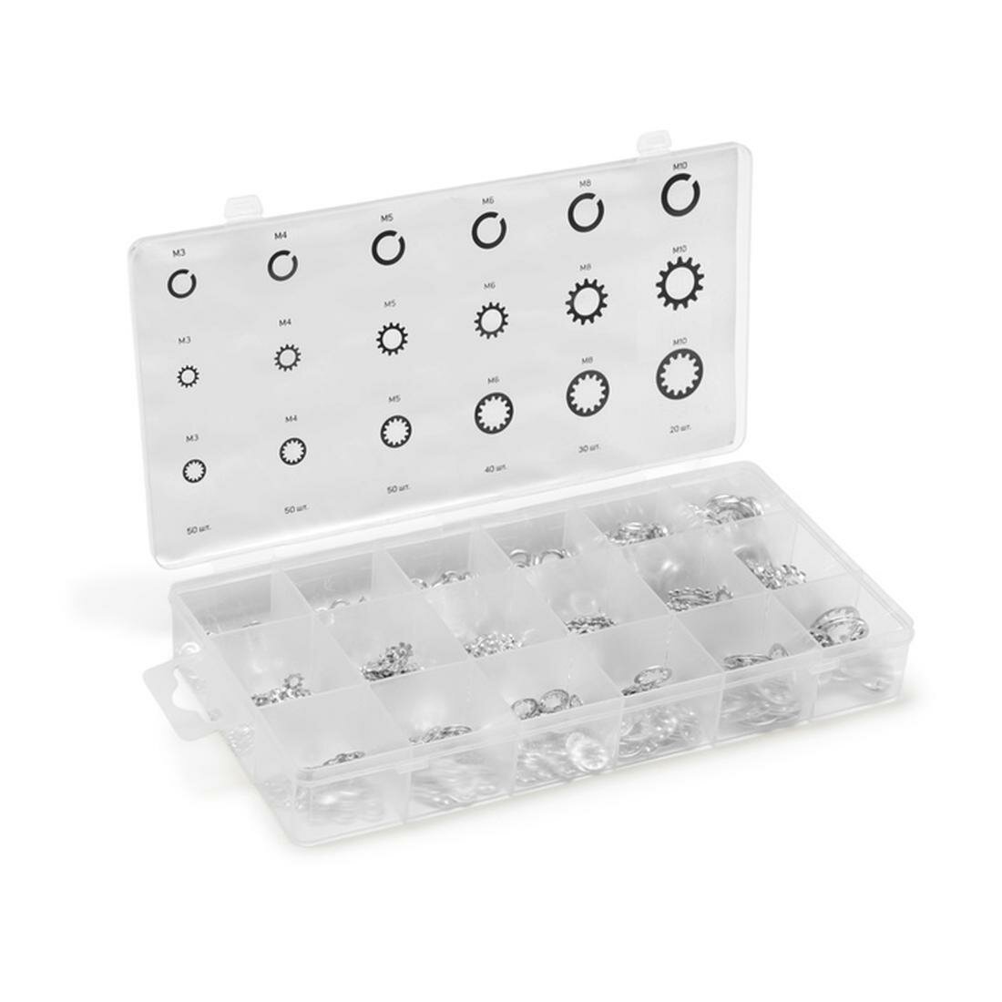 Набор гроверы и корончатые шайбы тундра krep, 720 предметов, в кейсе