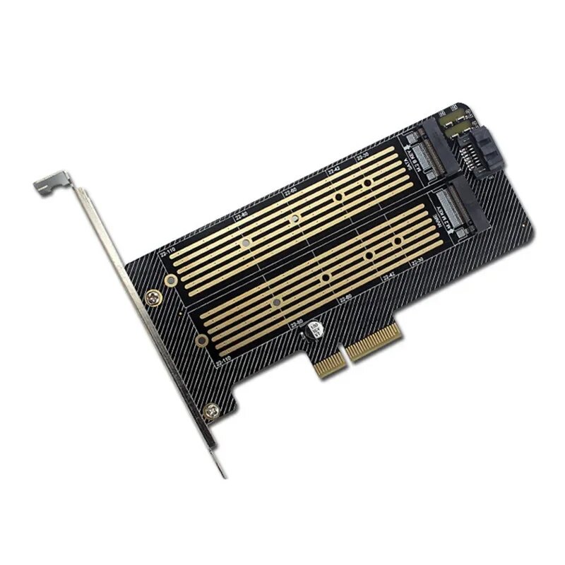 M.2 NVMe SSD NGFF к PCIE X4 SATA Dual-Disk Adapter Card M B Key для PCI-e PCI Express 3.0 X4 2230-2280 M2 Pcie Expansion Riser