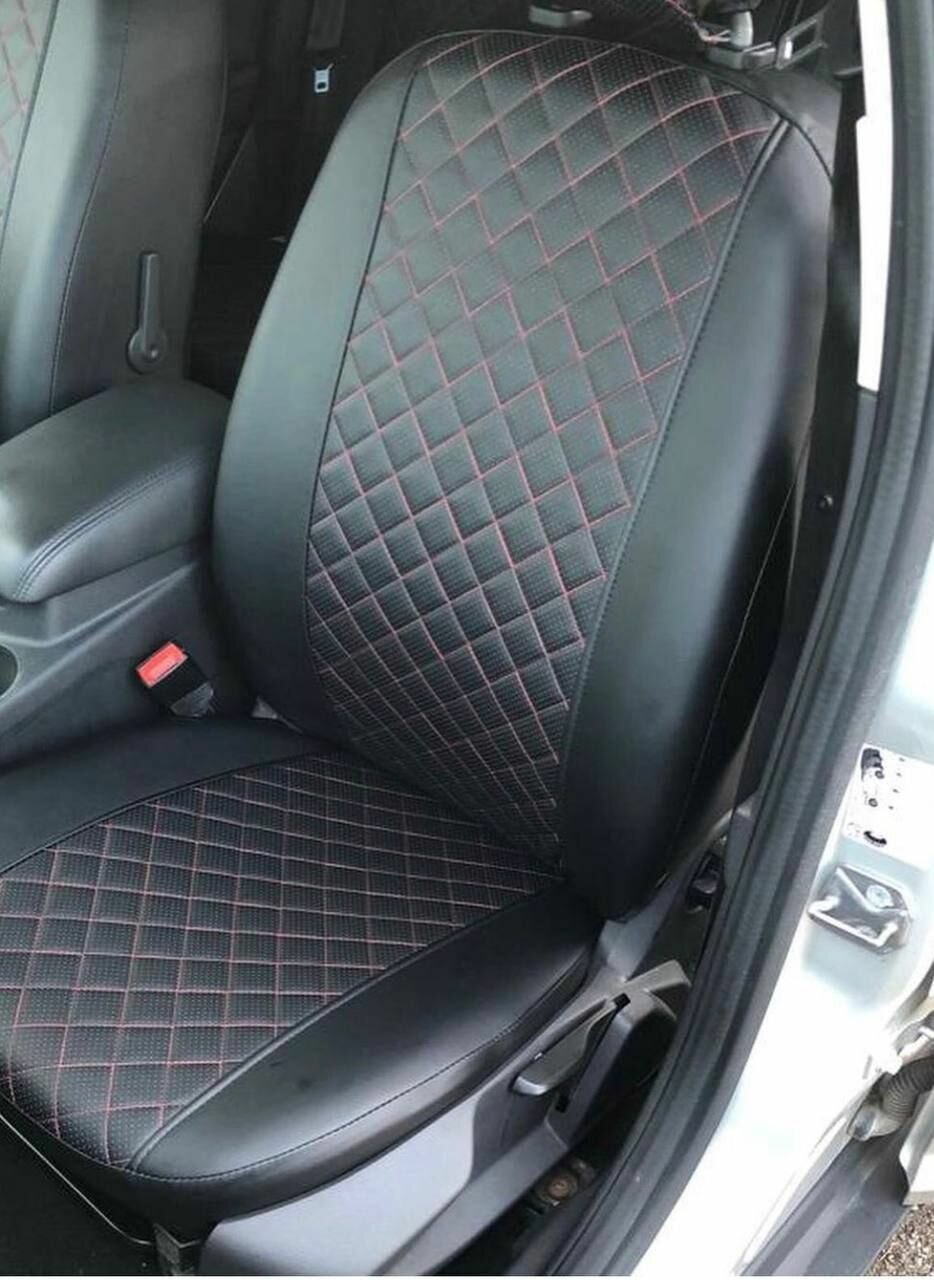 Авточехлы с Ромбом на Volkswagen Polo седан V (2009-2020), сплошная задняя спинка