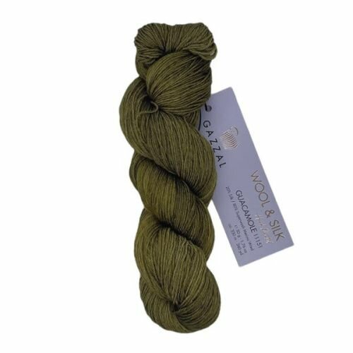 Пряжа Gazzal Wool&Silk 11151 хаки (50г/330м, упаковка 5 мотков)