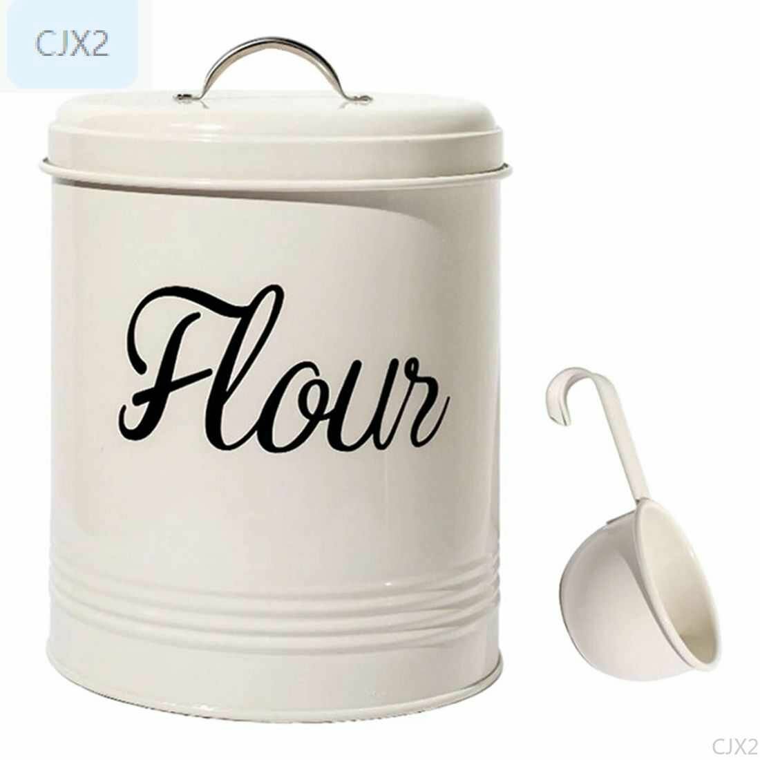 Жестяная банка для хранения пищевой муки из белого металла 5Л Контейнер 5Л-CJX2