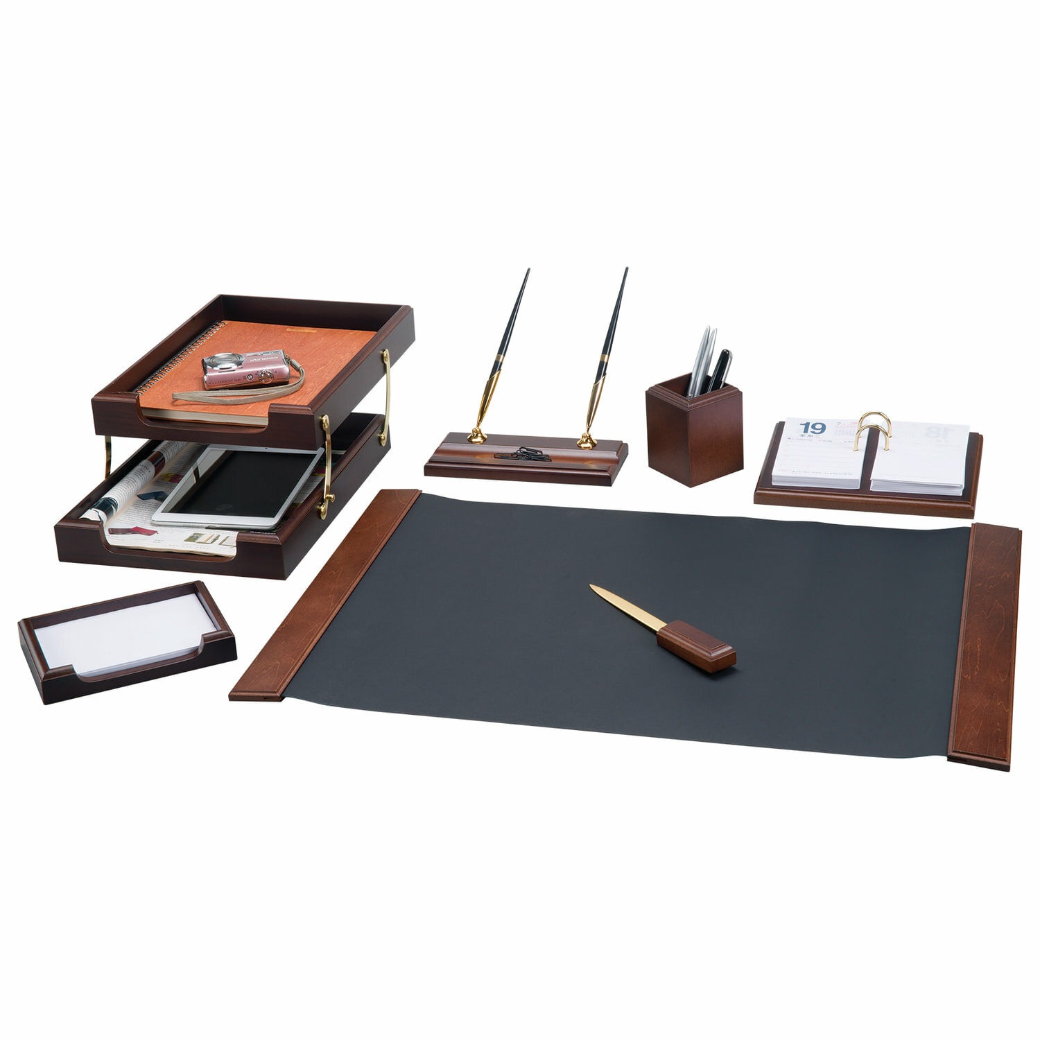 Набор настольный Bestar "Ares" из дерева, 7 предметов, цвет "орех" (236356)