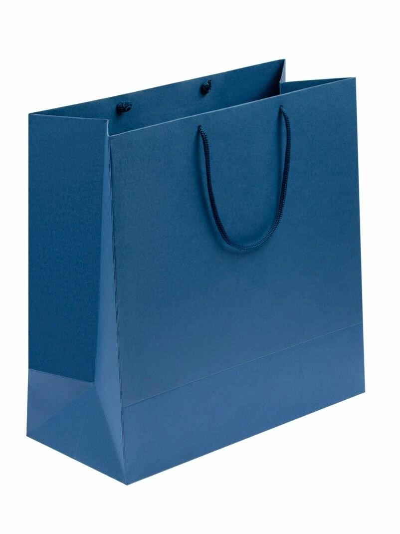 Подарочный пакет праздничный бумажный, упаковка подарка 35x35x16 Porta L, светло-синий