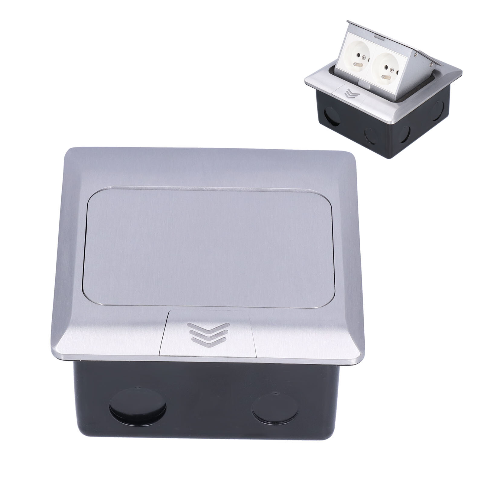 Up Floor Box Розетка для пола и стола из алюминиевого сплава Водонепроницаемая электрическая розетка 2 Way 250V J28 с резервируемым ПК корпусом и функциональными частями Уровень защиты IP40 Мощность 16A Установка встраиваемая Диаметр соединения 4 мм для