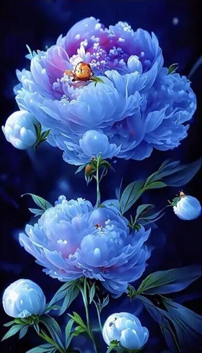 Картина из алмазной мозаики на подрамнике Круглые бриллианты 40х50см "пион"