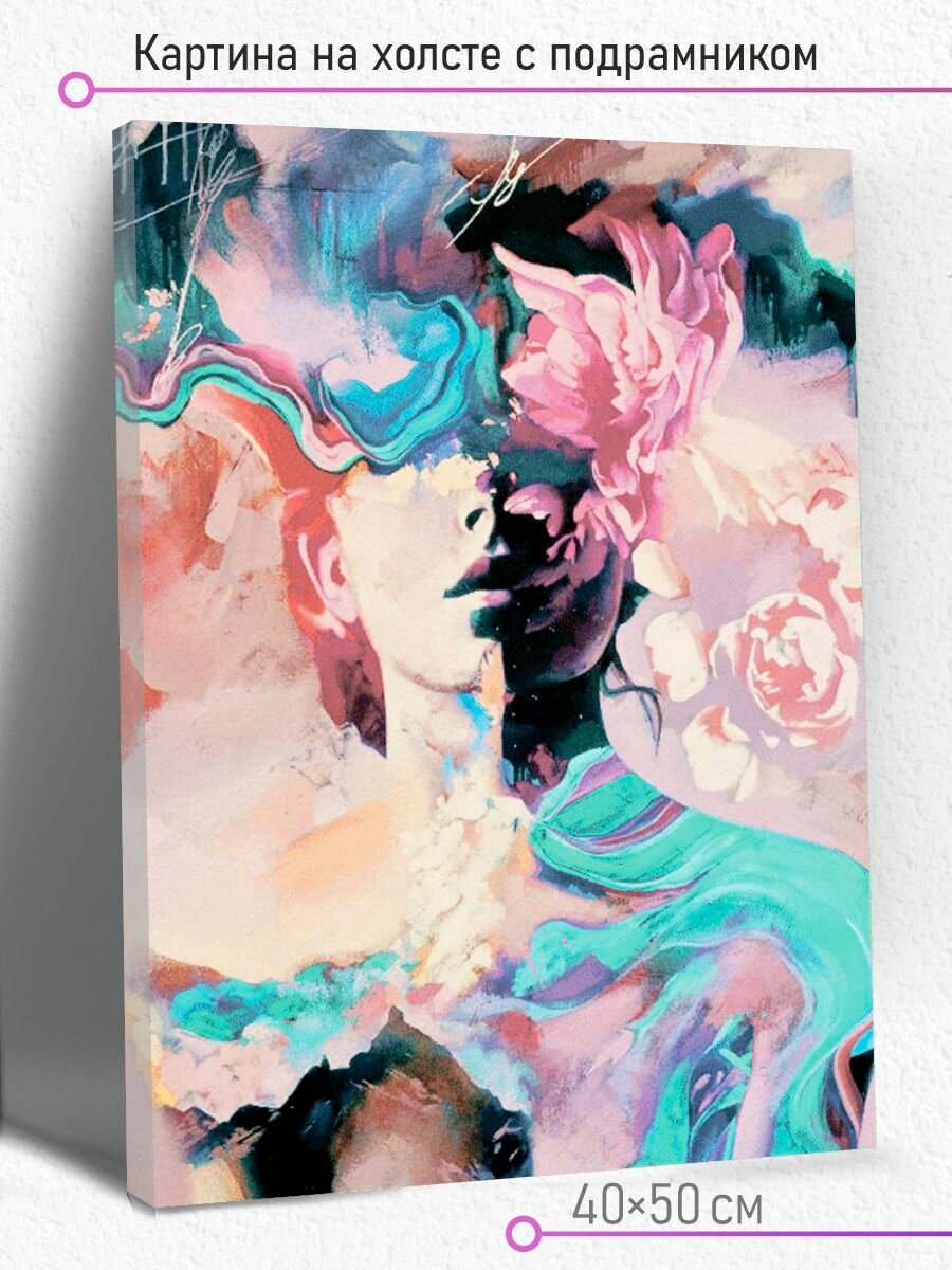 Картина на холсте на подрамнике 40х50 см. Девушка, парень, любовь, страсть. "Женственность", арт. 6104/
