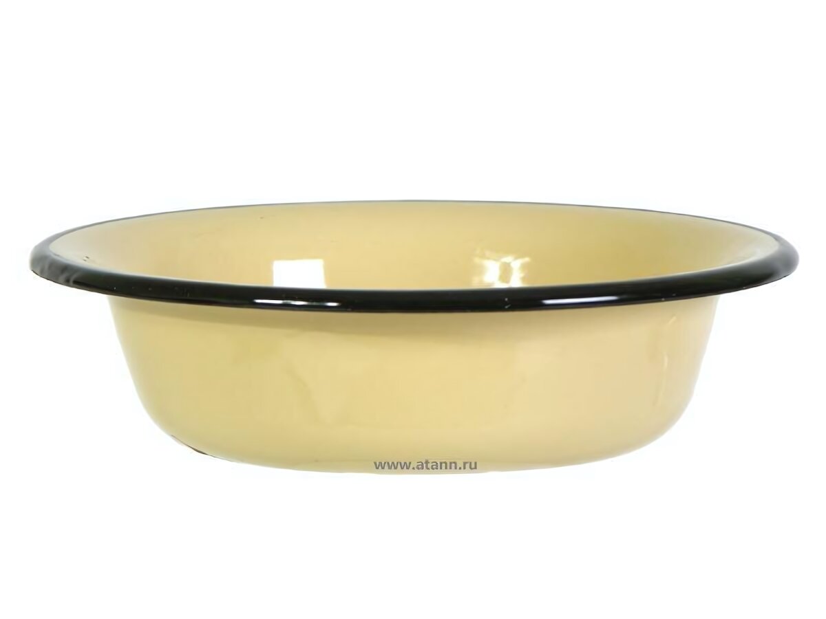 Миска эмалированная 0,4л, желтая с черной окантовкой, стальная