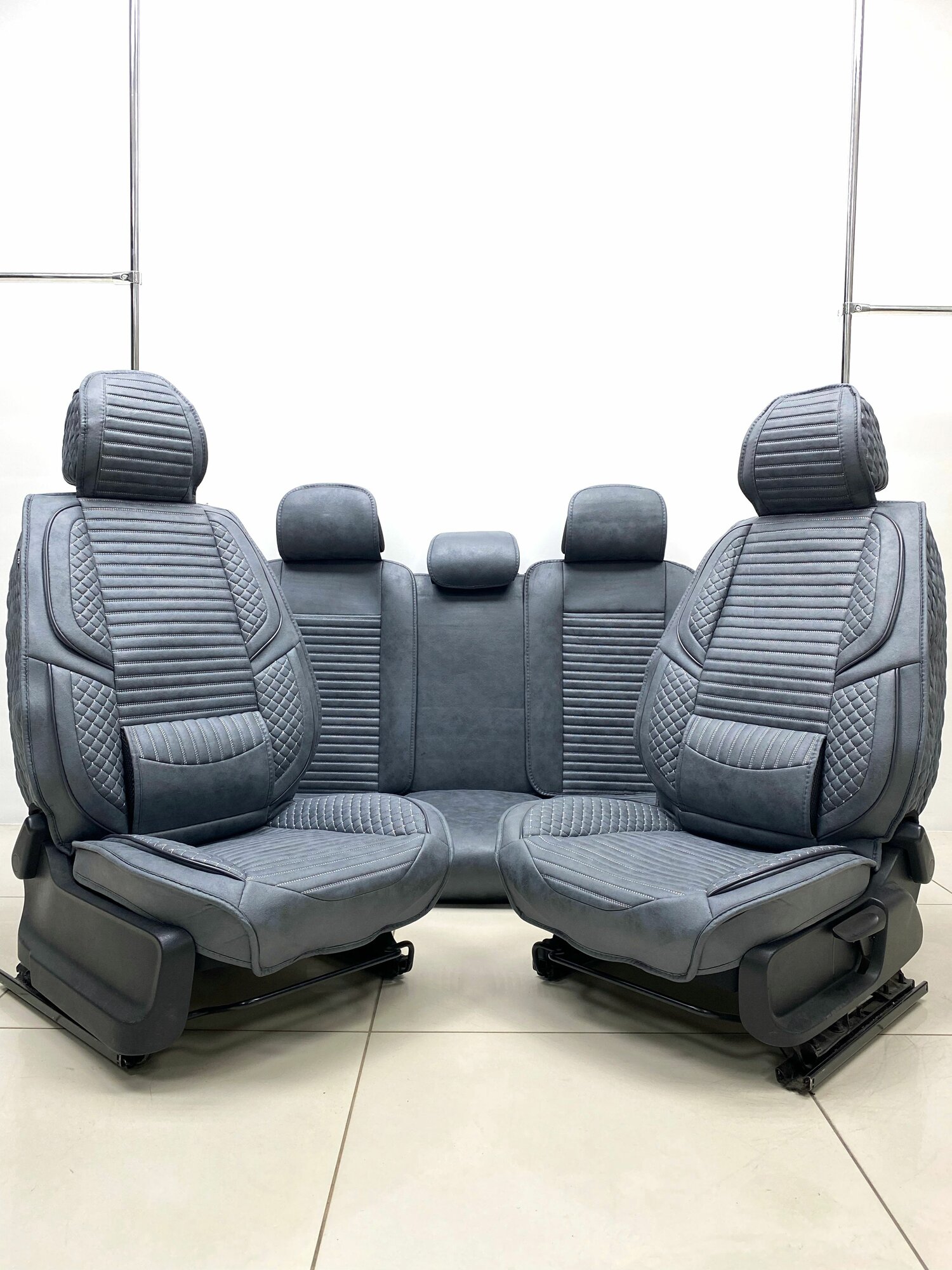 Автомобильные чехлы на сиденья, 5D нубук, комплект на весь салон с боковыми поддержками и поясничным упором