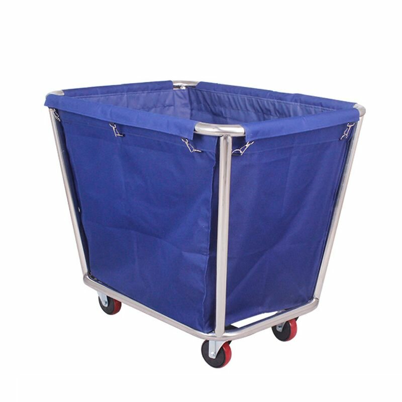 Усиленная нержавеющая тележка для гостиничного белья с конической корзиной. Тележка для сбора грязного белья в прачечной, управляемая вручную90x65x80cm
