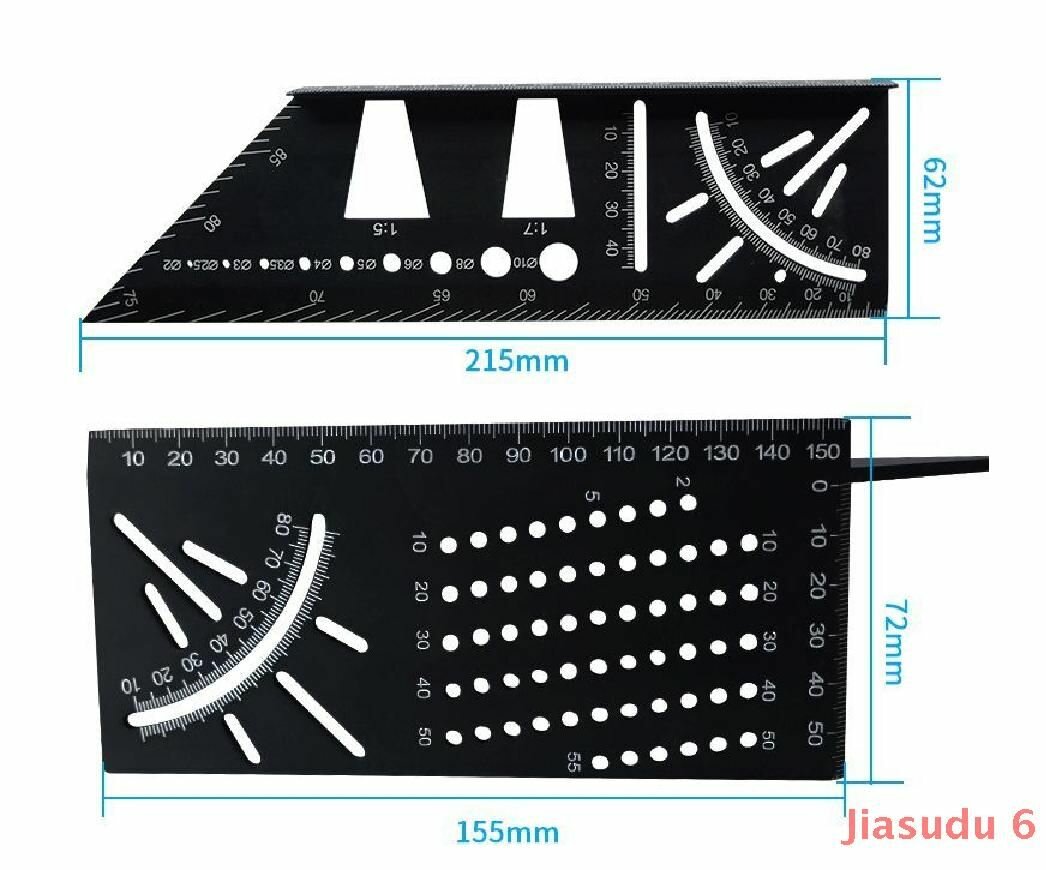 Угольник разметочный многофункциональный 215 мм алюминиевый V-образный метрический с транспортиром