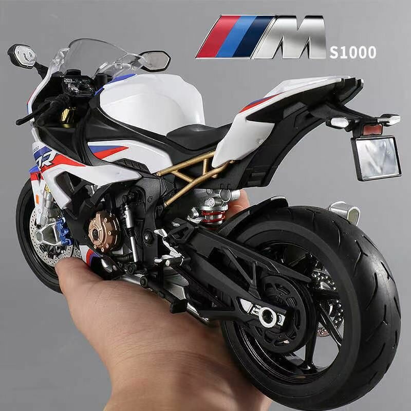 Модель мотоцикла BMW S1000RR 1:12 световые и звуковые эффекты, работающие фары