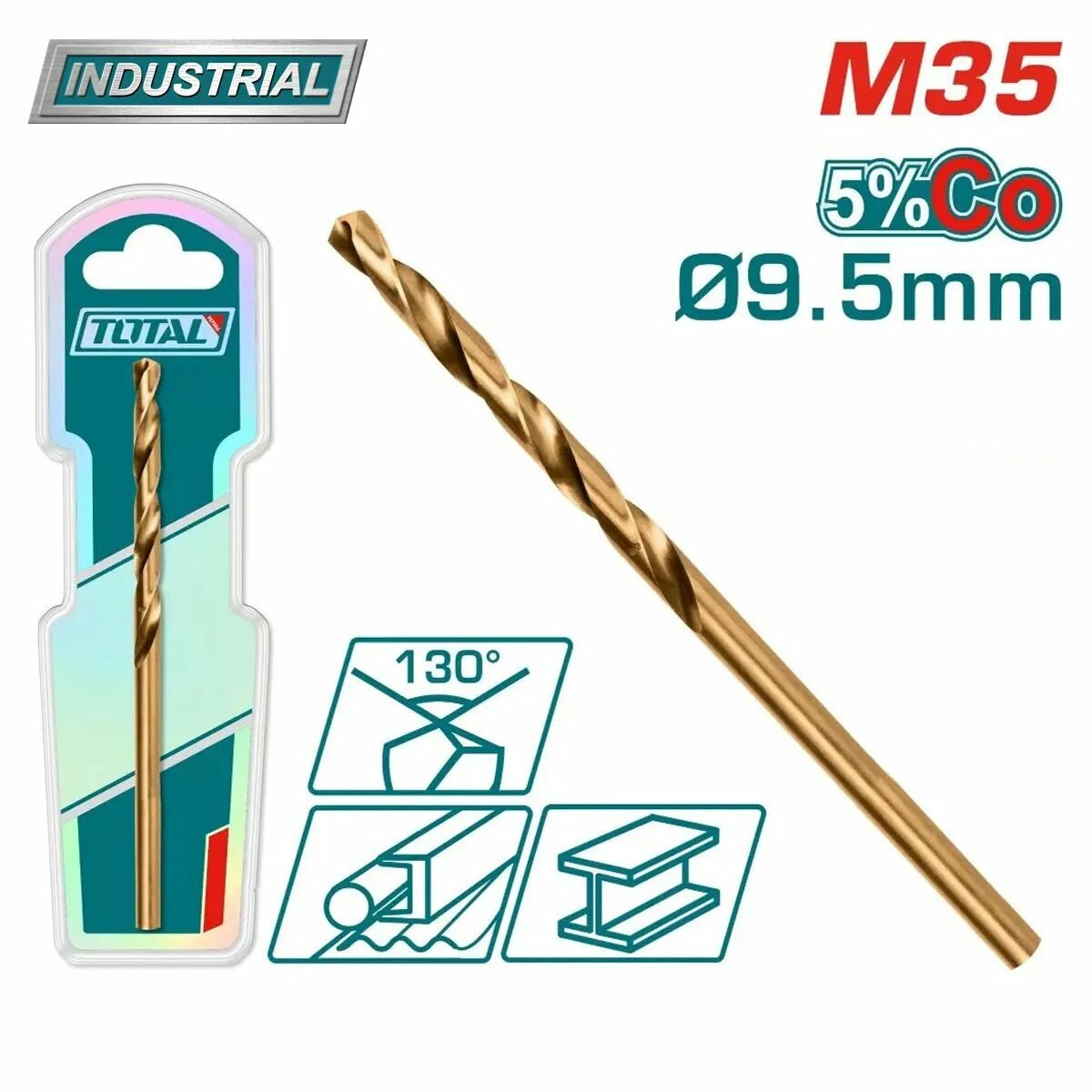 Сверло по металлу 9.5мм. M35 HSS-CO TOTAL TAC11209501 (1шт.)