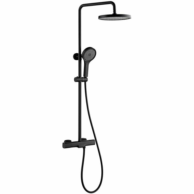 Душевая система с термостатом и тропическим душем GAPPO G2495-76 черная матовая