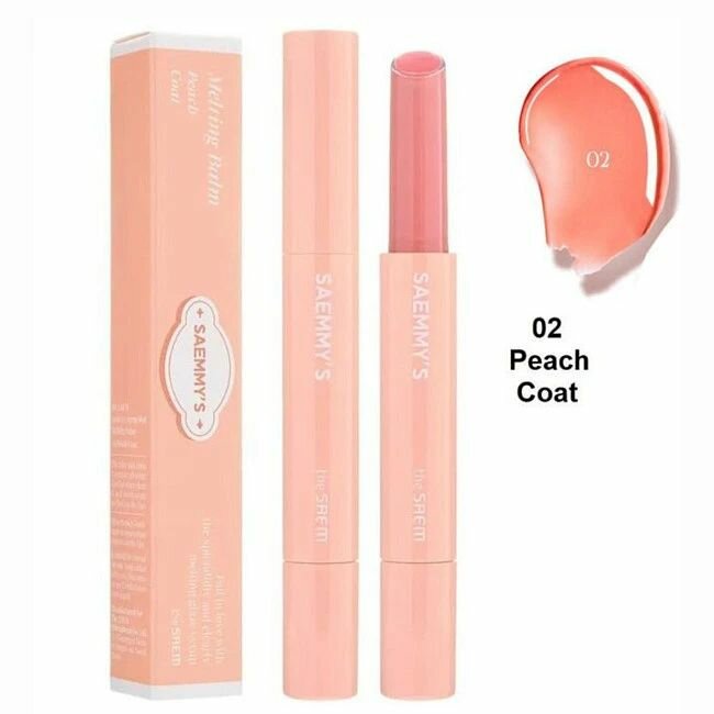 The Saem Saemmys Syrup Shot Melting Balm #02 Peach Coat сияющий оттеночный бальзам для губ (1.8г.)