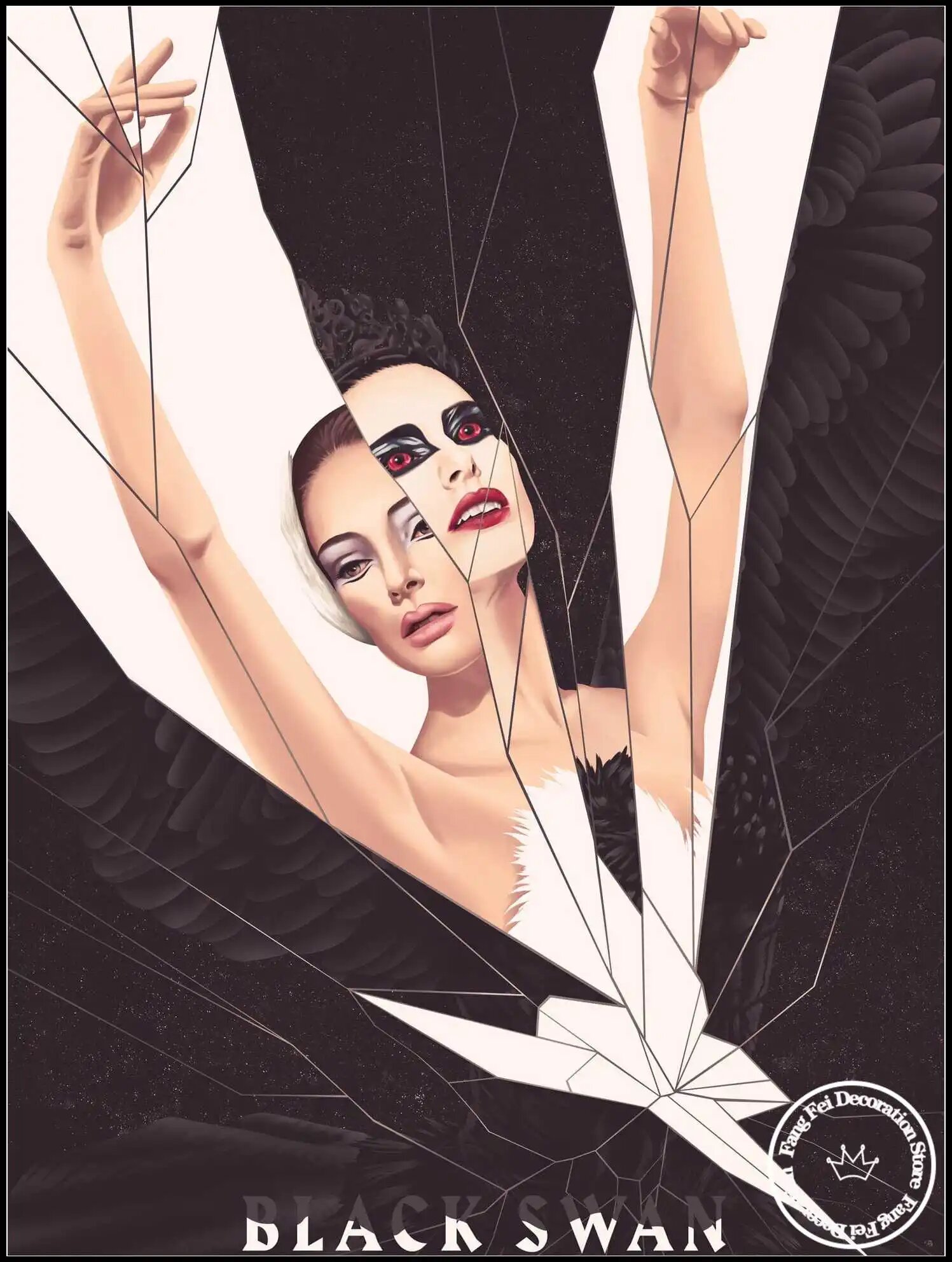 Алмазная мозаика на подрамнике "Черный лебедь" круглые бриллианты 40х50см