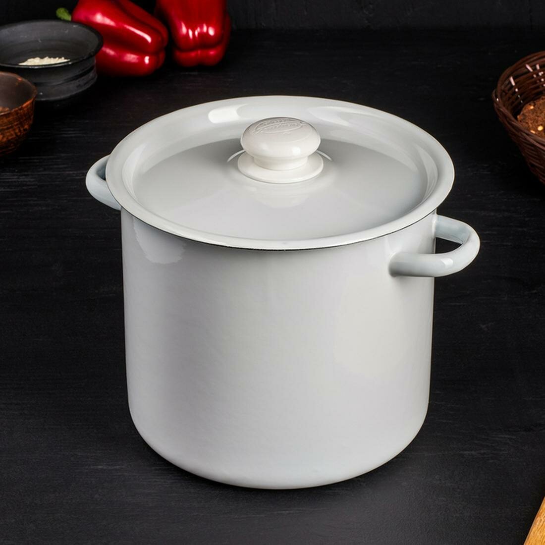 Кастрюля эмалированная Сибирские товары, индукция, 5,5 л, цвет микс