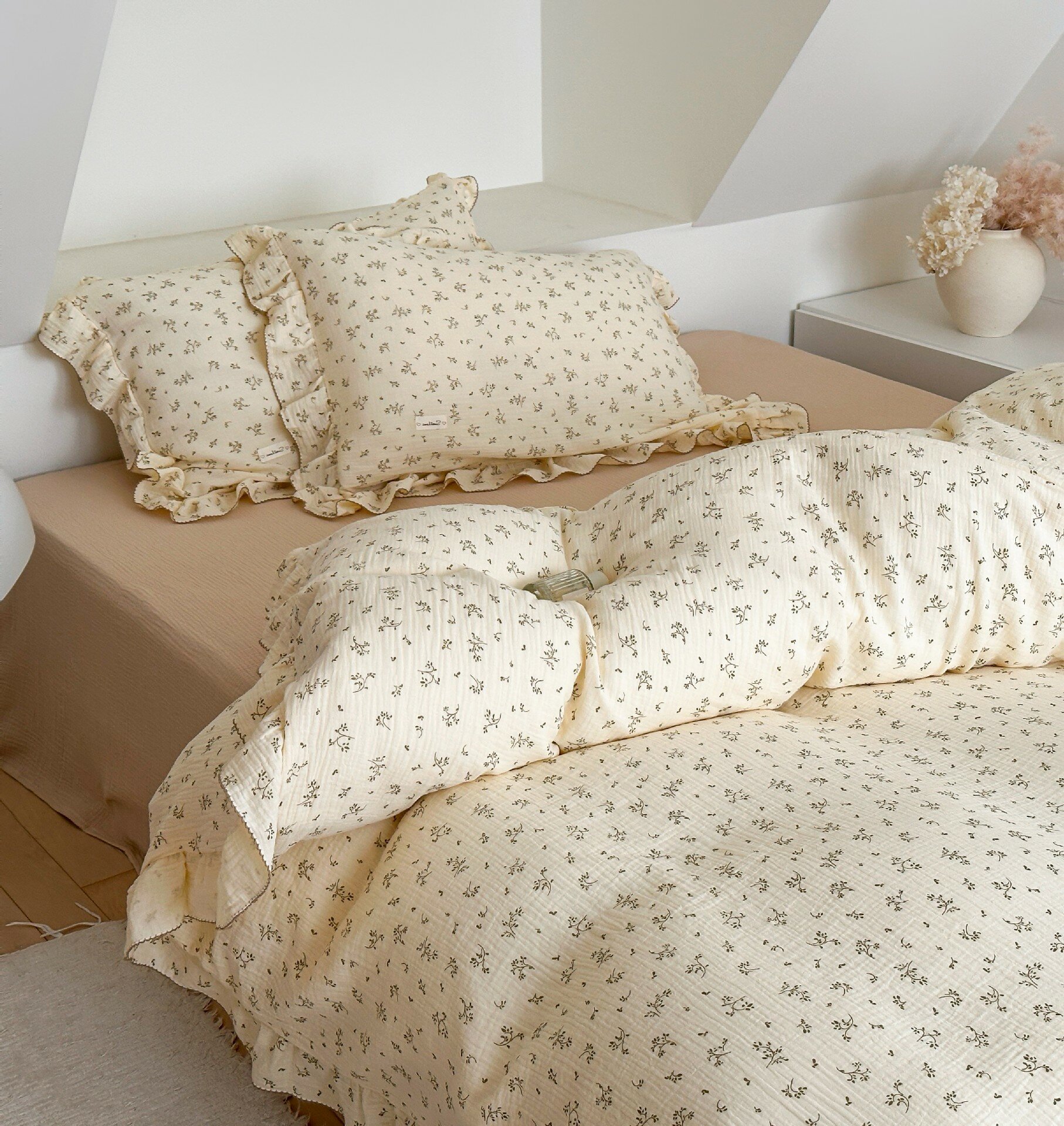 Пододеяльник, в корейском стиле, двухслойный муслин, 1 шт, 150 х 200 см, узор олива