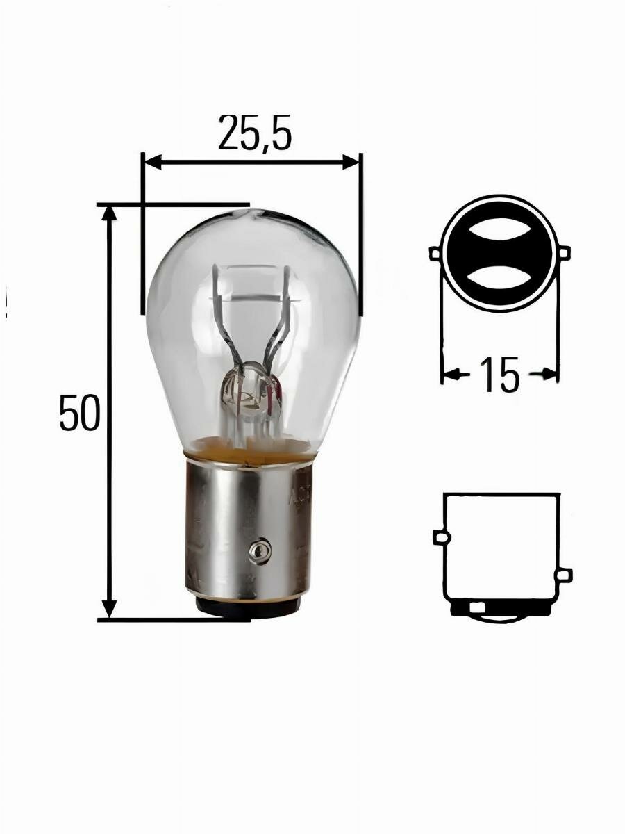 Лампа 12V P21/5W 21/5W BAY15d накаливания 2-нит. 8GD002078121 (HRUS )