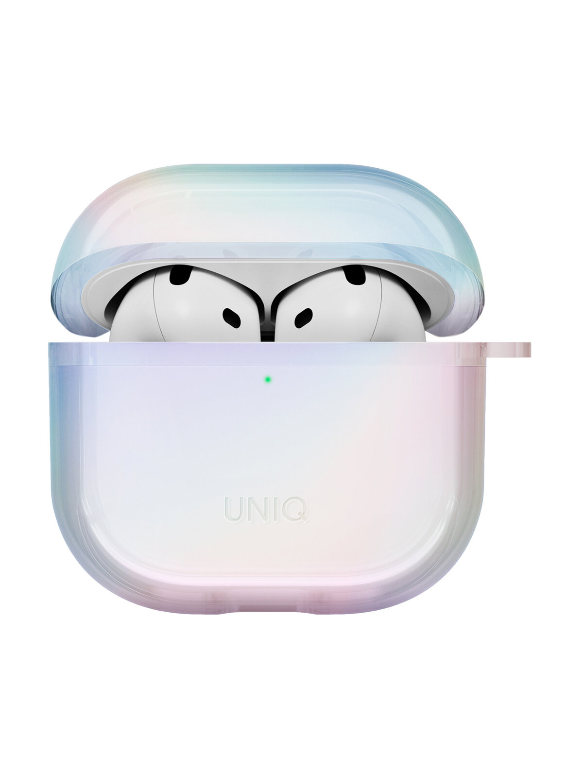 Чехол Uniq для наушников Airpods 4 с голографическим принтом и карабином, мультиколор