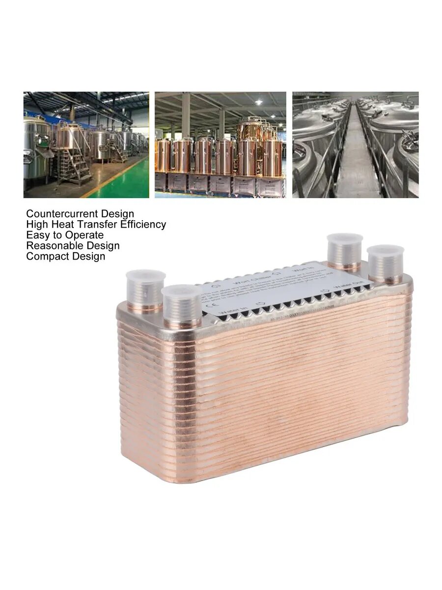 40-пластинчатый теплообменник с резьбой NPT1/2,