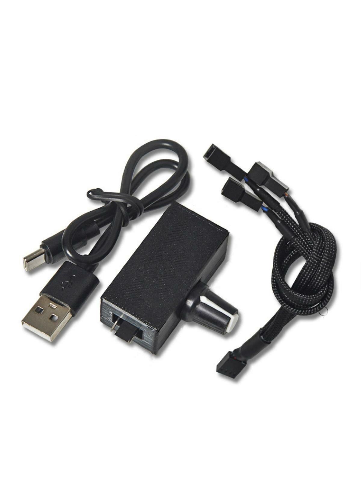 Adjustable PC Cooling Fan Speed Controller, USB to 4Pin Adapter Cable, DC5V to 12V Power Converters with 2/3 Way Splitter