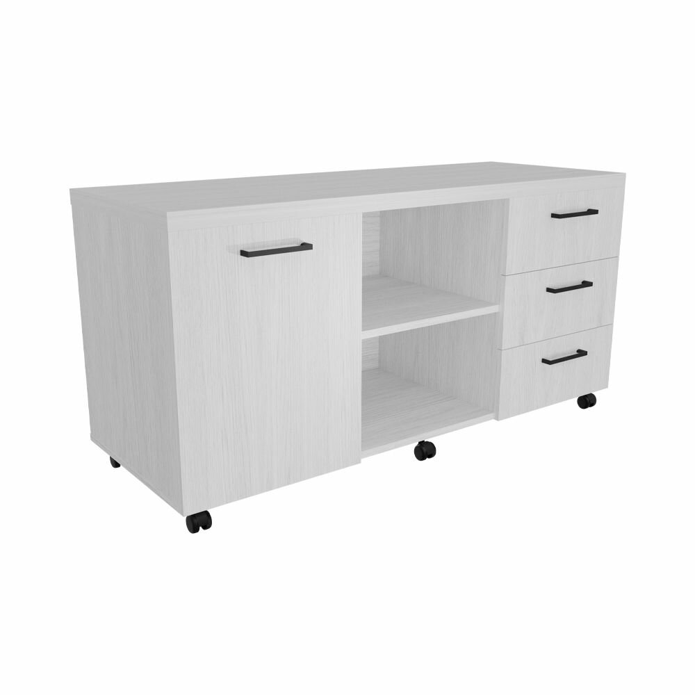 Тумба офисная / сервисная правая ПР403, р.1200х450х600, Ясень Анкор белый