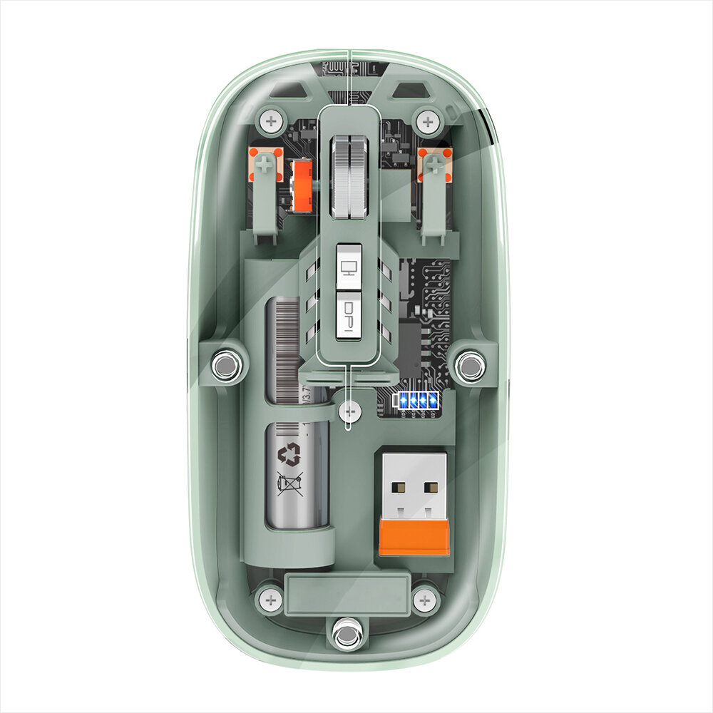 Мышь для компьютера Transparent Rechargeable Wireless PixArt 3065 IC Design 1600DPI Adjustable Silent Switch Type-C One-Key Desktop Single/3 Model BT для офиса и игр