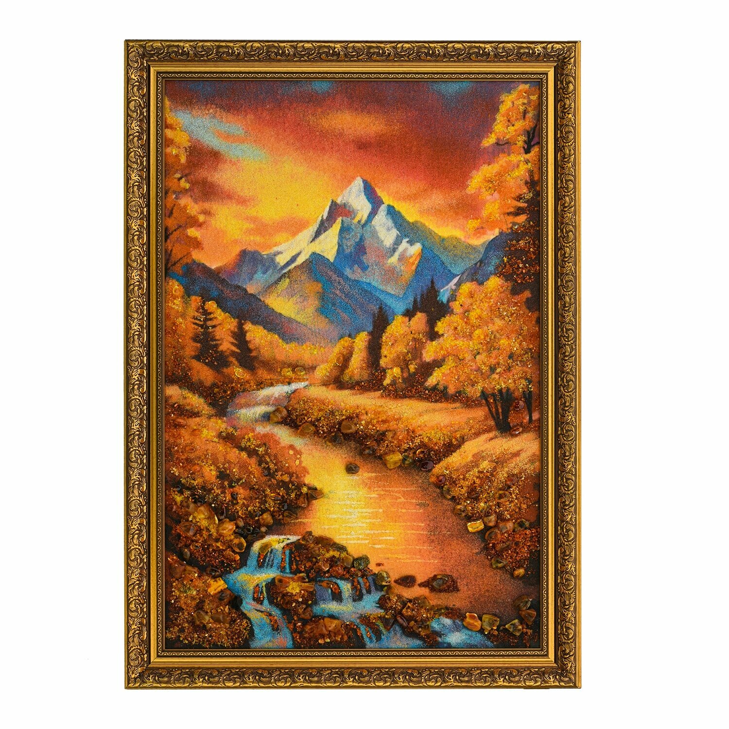 Картина янтарная "Одинокая гора" 40х60 см