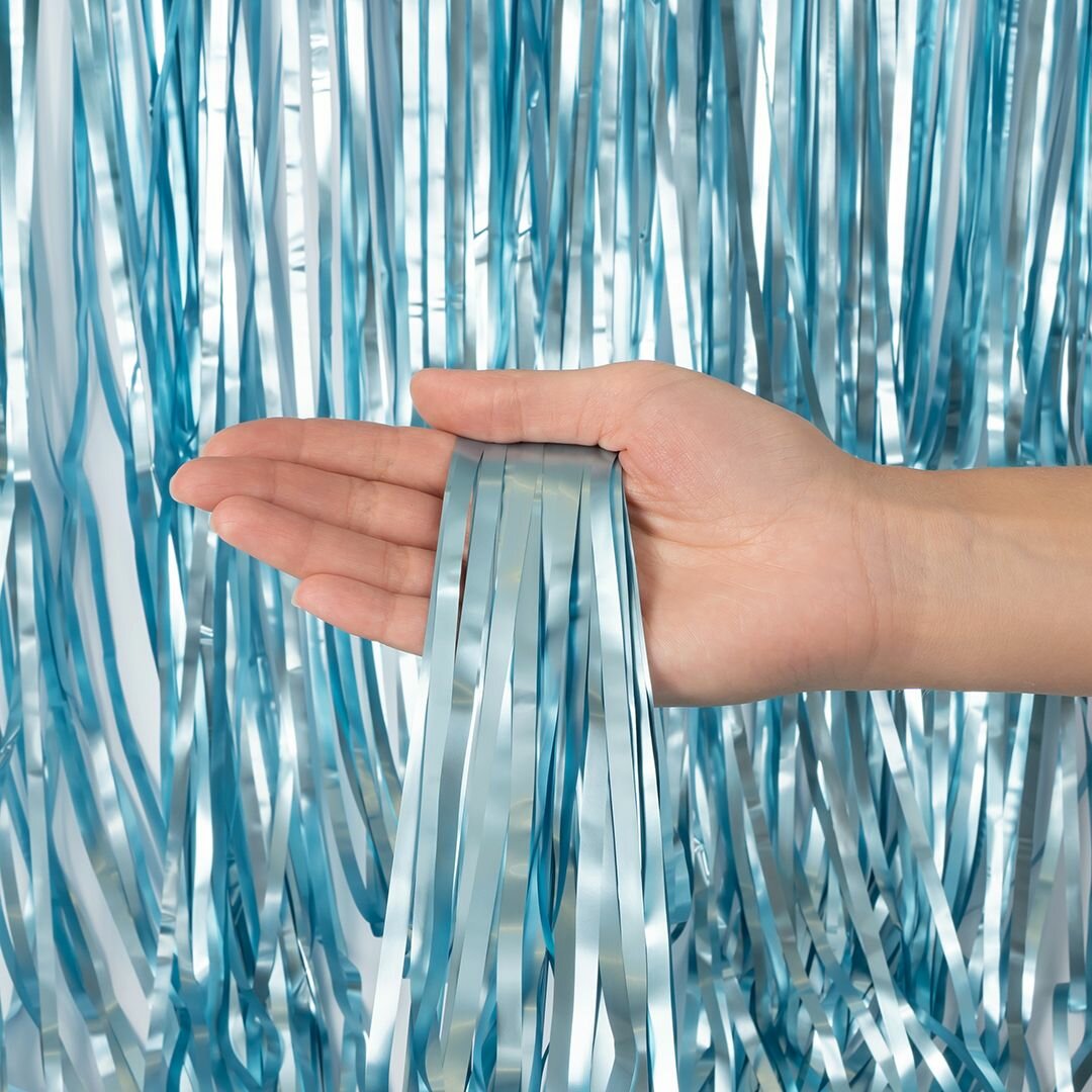 Дождик-занавес Волна веселья Голубой, Матовый металл, 100х200 см