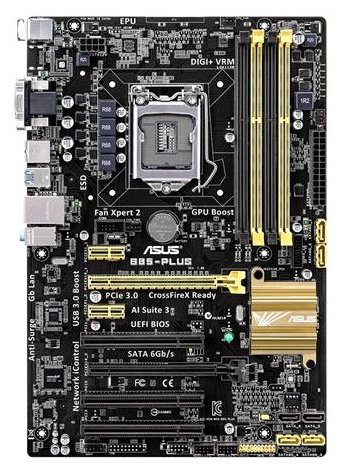 Материнская плата S-1150 ASUS B85-PLUS, B85/4DDR3/SATA/Lan/VGA/DVI/Sb/USB3.0/ATX