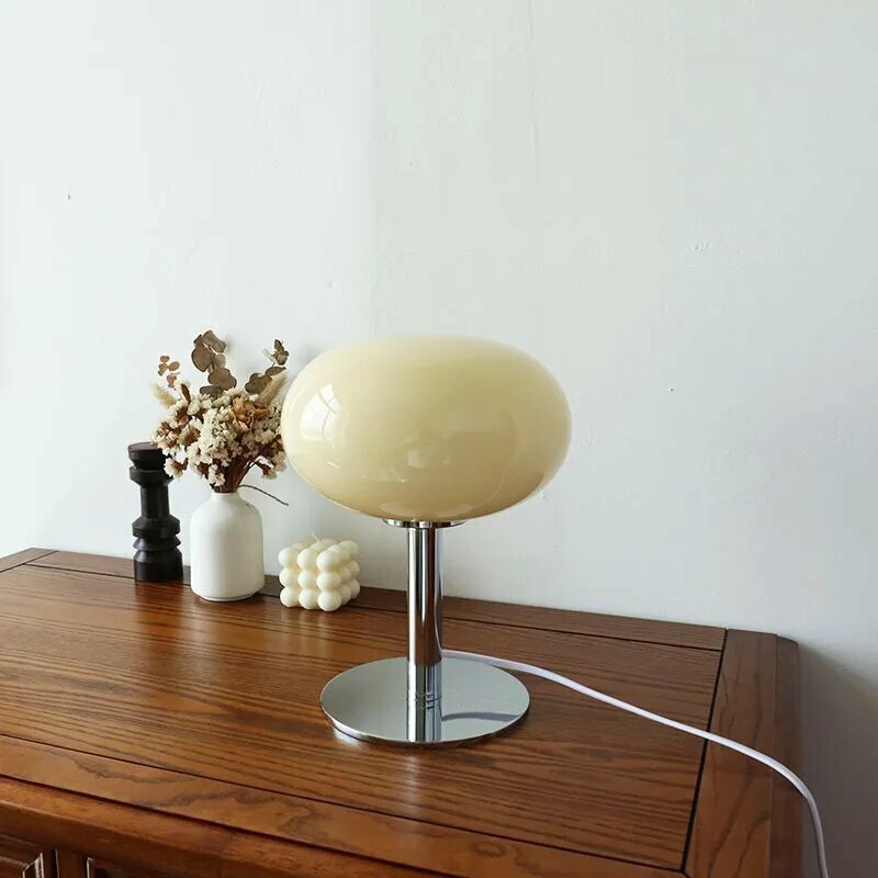 Настольная лампа Lollipop, средневековая лампа из кремового стекла в стиле ретро, для гостиной, спальни, кабинета, для украшения дома