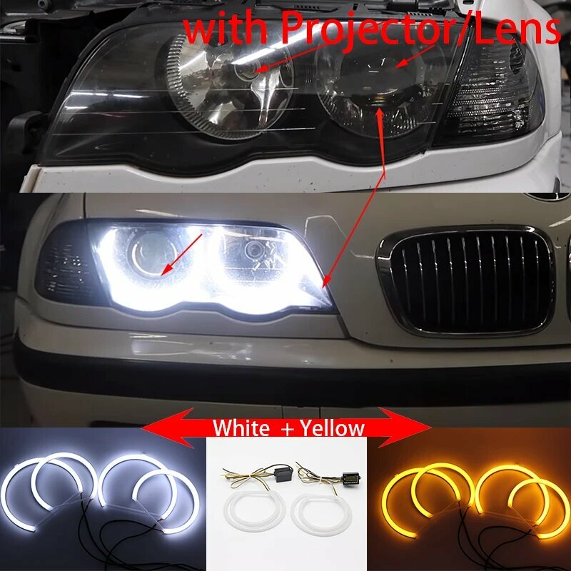 Для BMW 3 серии E46 седан туристический пикап купе компактная 1998-2005 Белая 4. With Lens W Y