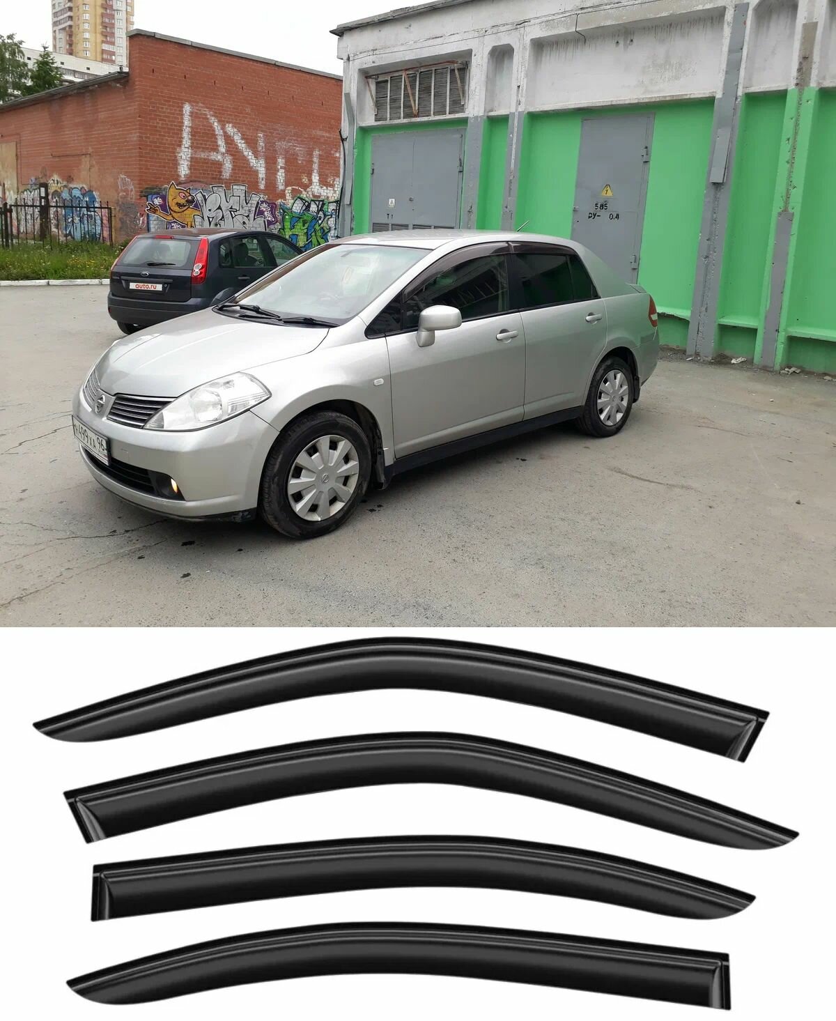 Дефлекторы боковых окон NISSAN Tiida Ниссан Тиида хэтчбек (2004-2012)