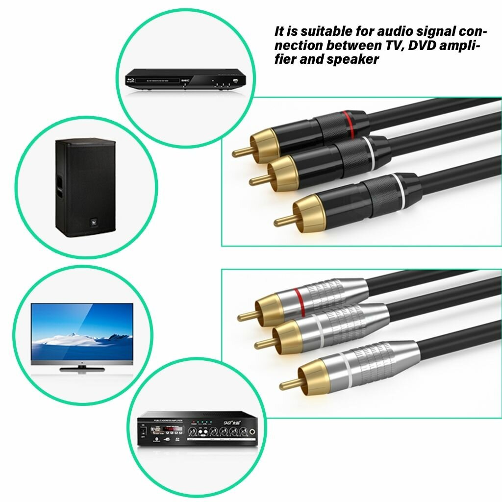 Слуховой кабель Удлинитель разветвителя от 1 до 2RCA Позолоченные штекерные разъемы для превосходного звука