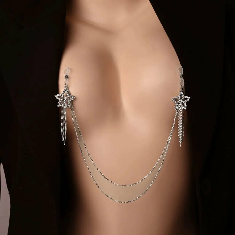 Сексуальная цепочка для тела с подвесками в виде звезд и зажимами Модный аксессуар для женщин