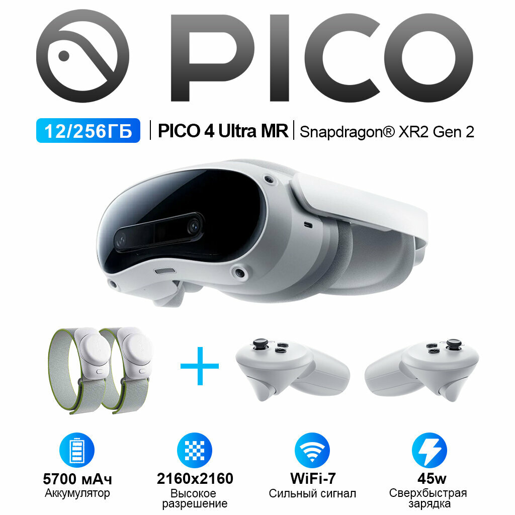 Очки виртуальной реальности PICO 4 Ultra+ Motion Tracker Combo,12/256ГБ, 90Гц, Wi-Fi 7