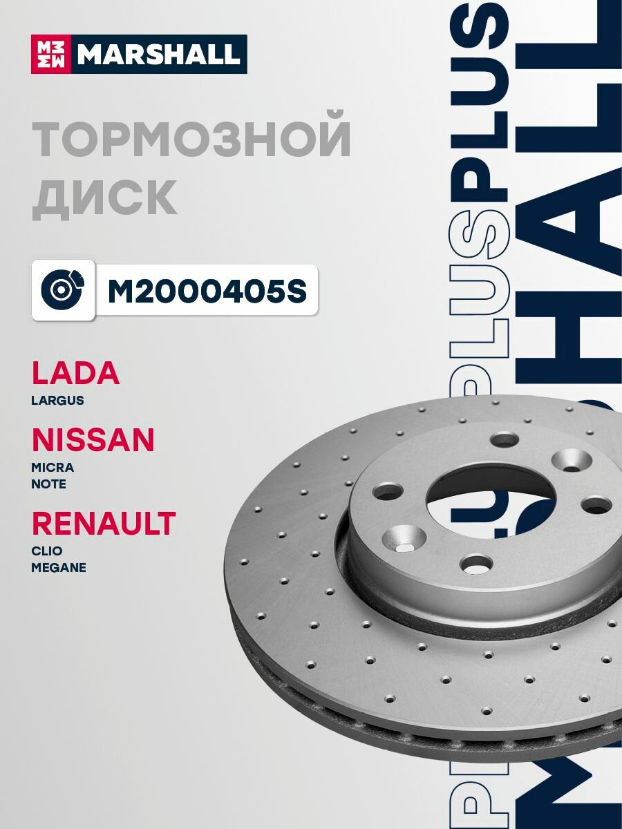 Тормозной диск передн. PLUS S Lada Largus (с ABS) 12-; Nissan Micra III, V 02-; Renault Clio III 05-