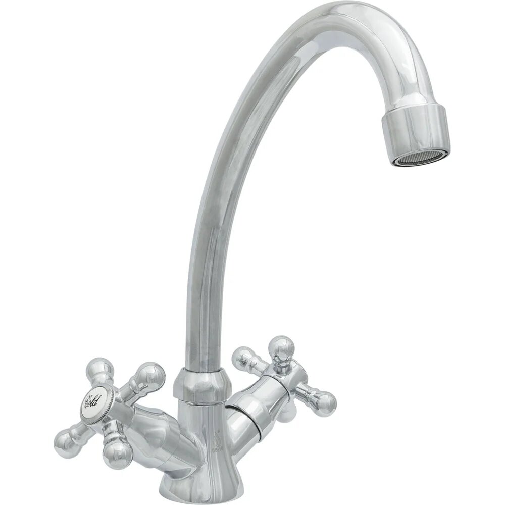 ЦС Смеситель елочка -СМ 25г К ЭКО М_Крест круглый излив D18 H-200 мм ЭМ902009