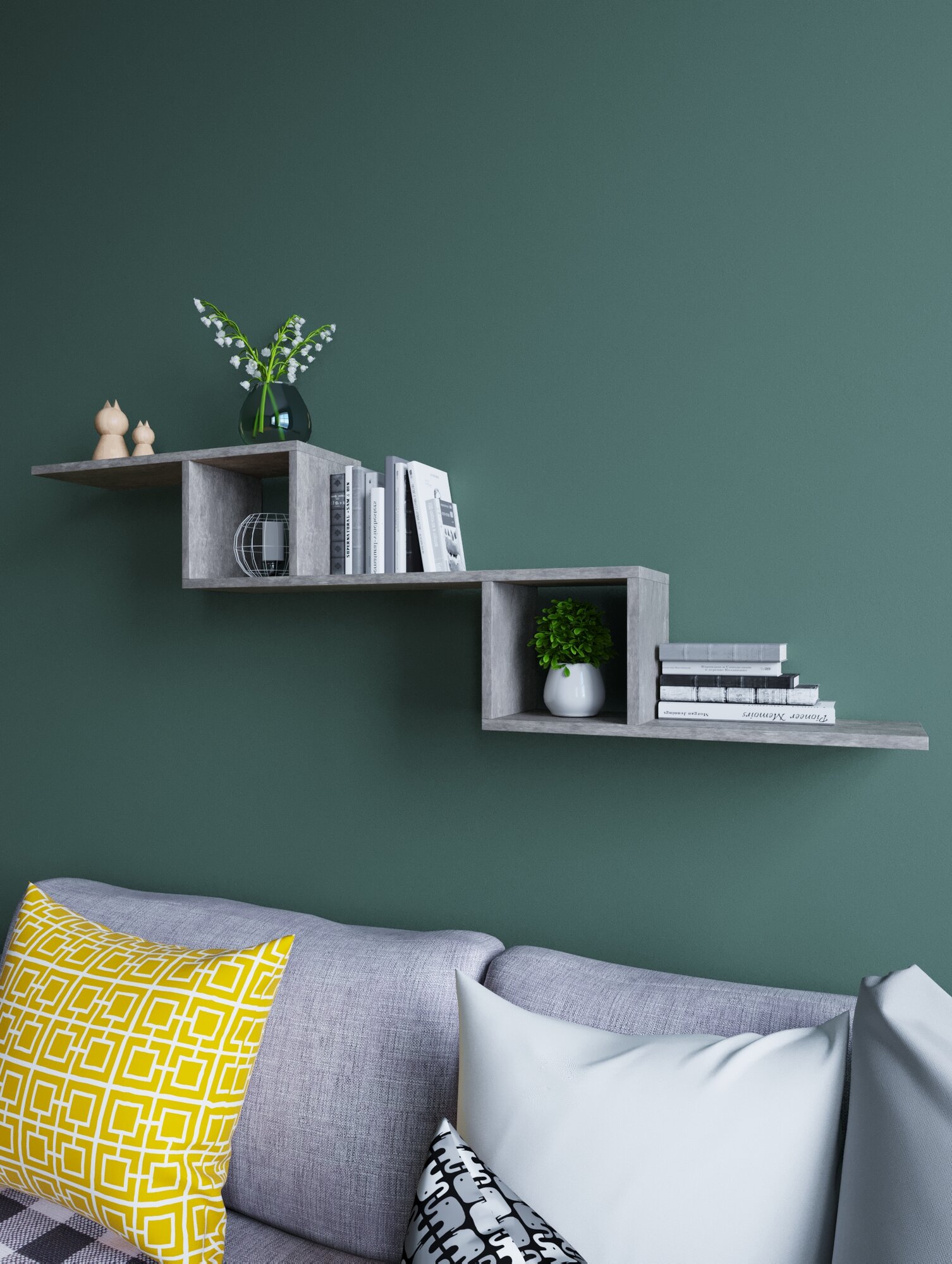 Полка в комнату, настенная, навесная, ЛДСП, 6 вариантов сборки