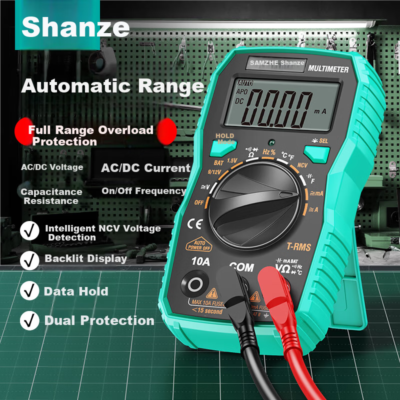 SAMZHE Digital Multimeter High Precision Universal Meter Full Range Intelligent Overload Protection Backlit Display Multi-function Meter Electrician Special Voltage Current Meter WYB05