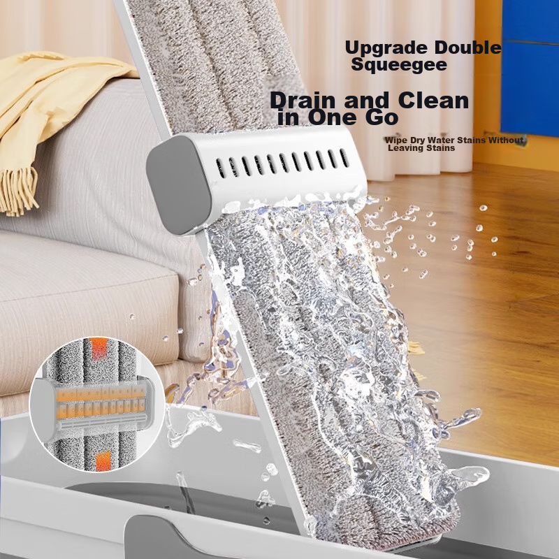 Sobang Mop for Home Use, All-In No-Hand Flat Mop, Floor Cleaning Tool, Absorbent Floor Cloth, Lazy Person's Mop, 6 Pieces with Bucket