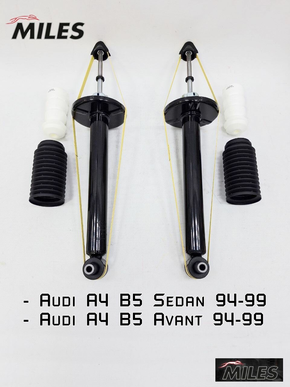 Амортизаторы задней подвески Miles c пыльниками и отбойниками для Audi A4 B5 (94-99)