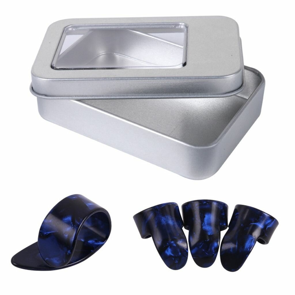 4 шт. Средние плоские накладки для пальцев и большого пальца для гитары, долговечные, Тёмно-синий